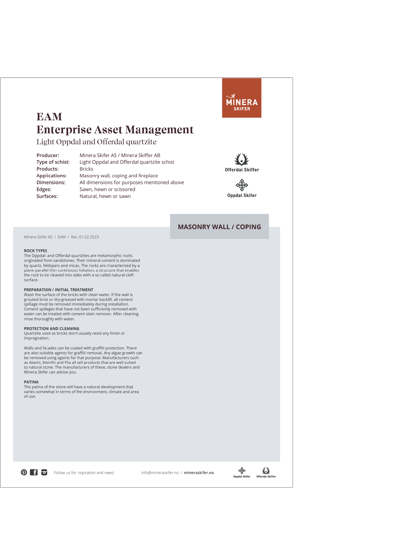 EAM Masonry wall and coping | Minera Skifer