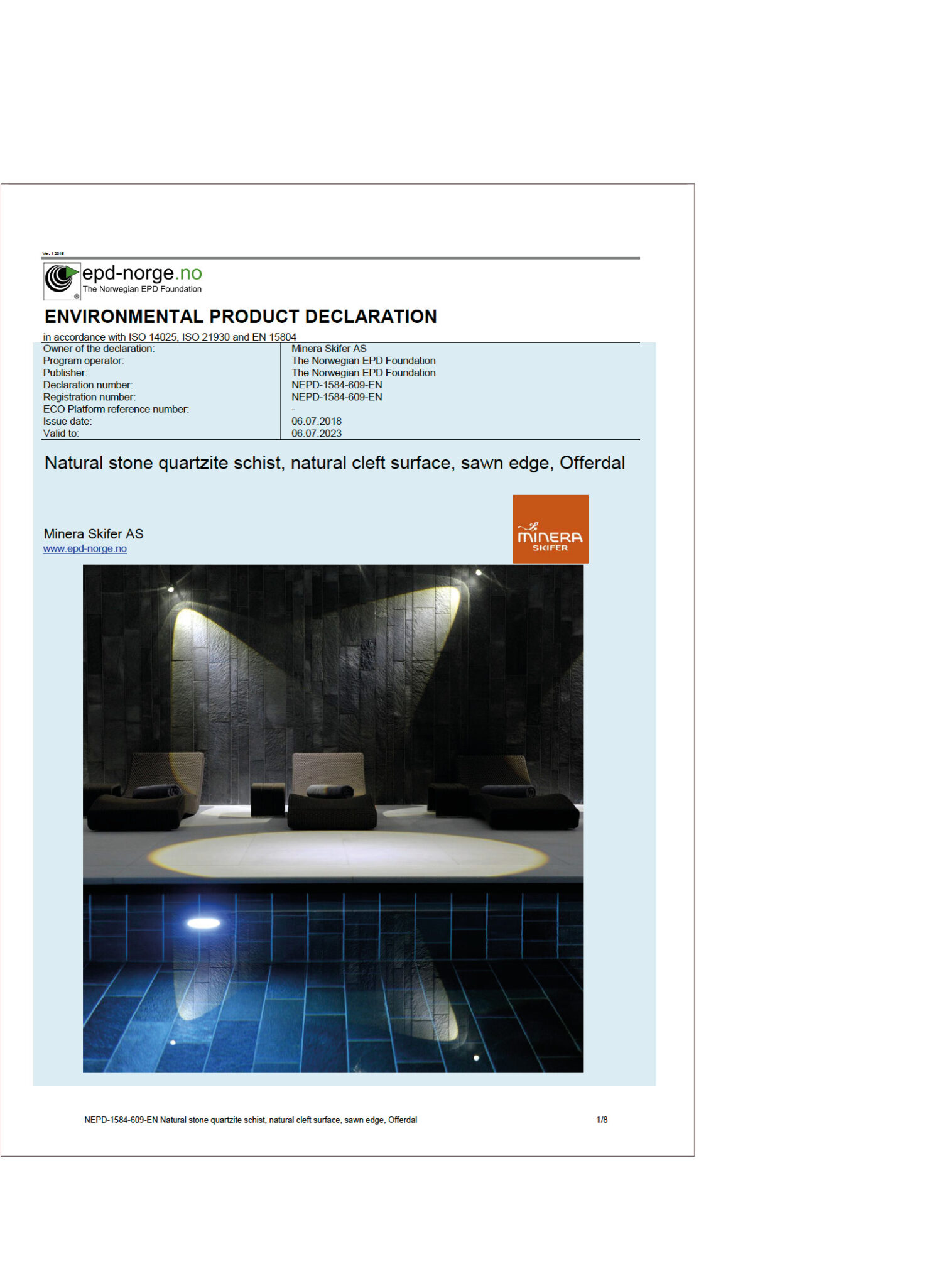 EPD Offerdal quartzite | Minera Skifer