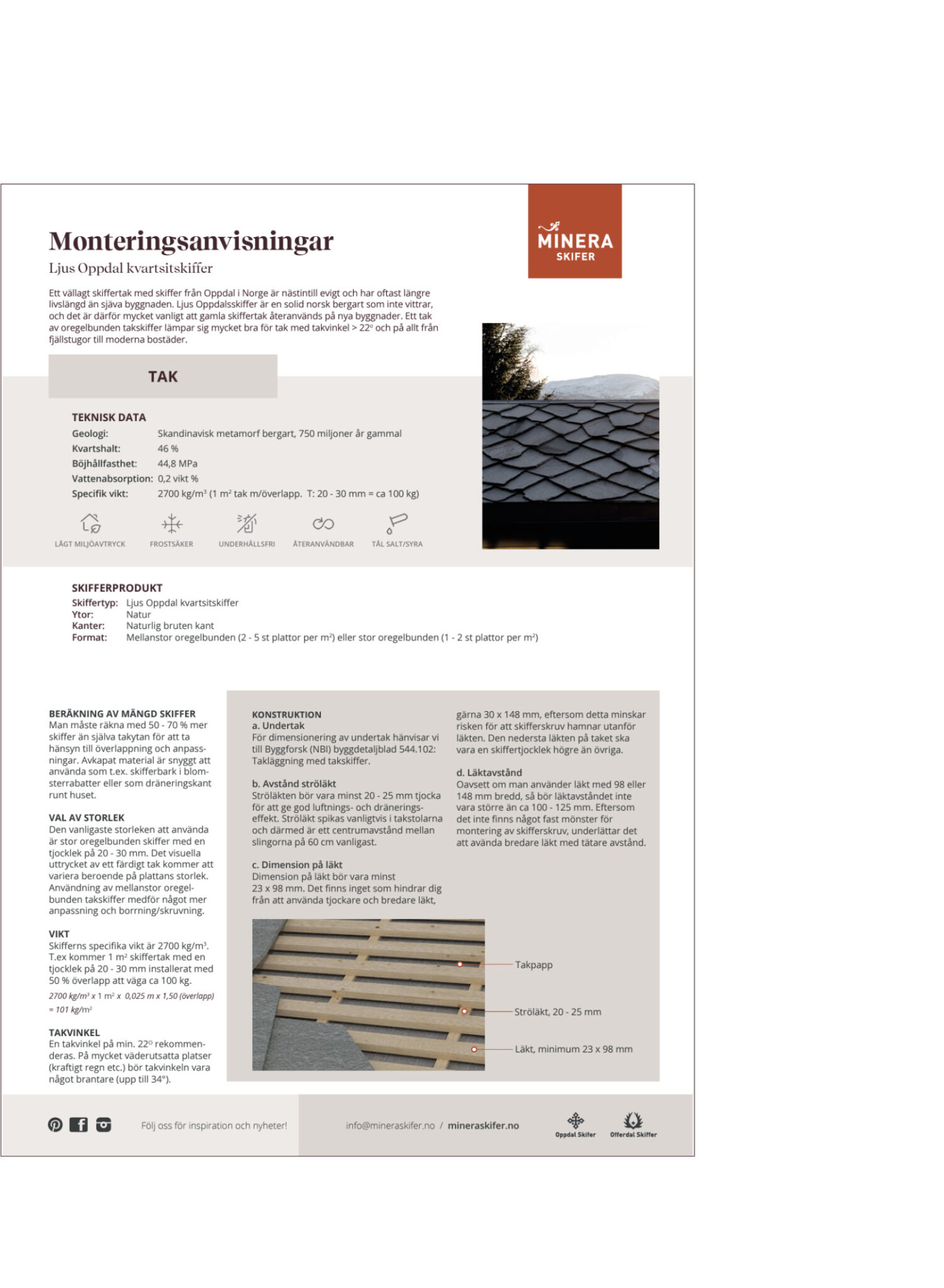 Monteringsanvisning Skiffertak | Minera Skiffer